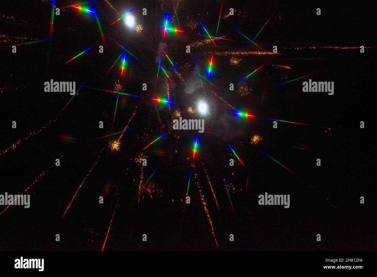 Fireworks with dark night sky background Stock Photo - Alamy