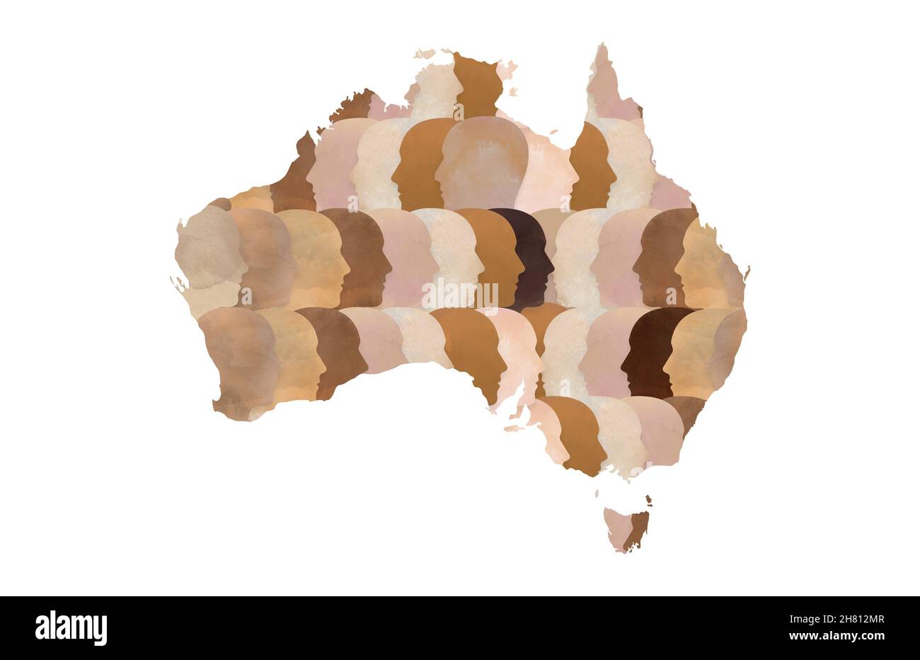 Pattern of a group of diverse people with different skin tones making ...