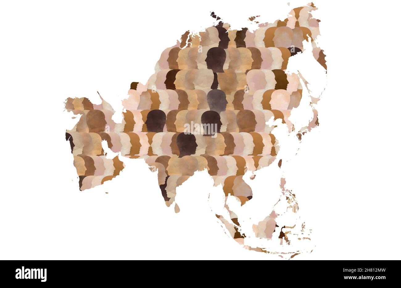 Pattern of a group of diverse people with different skin tones making ...