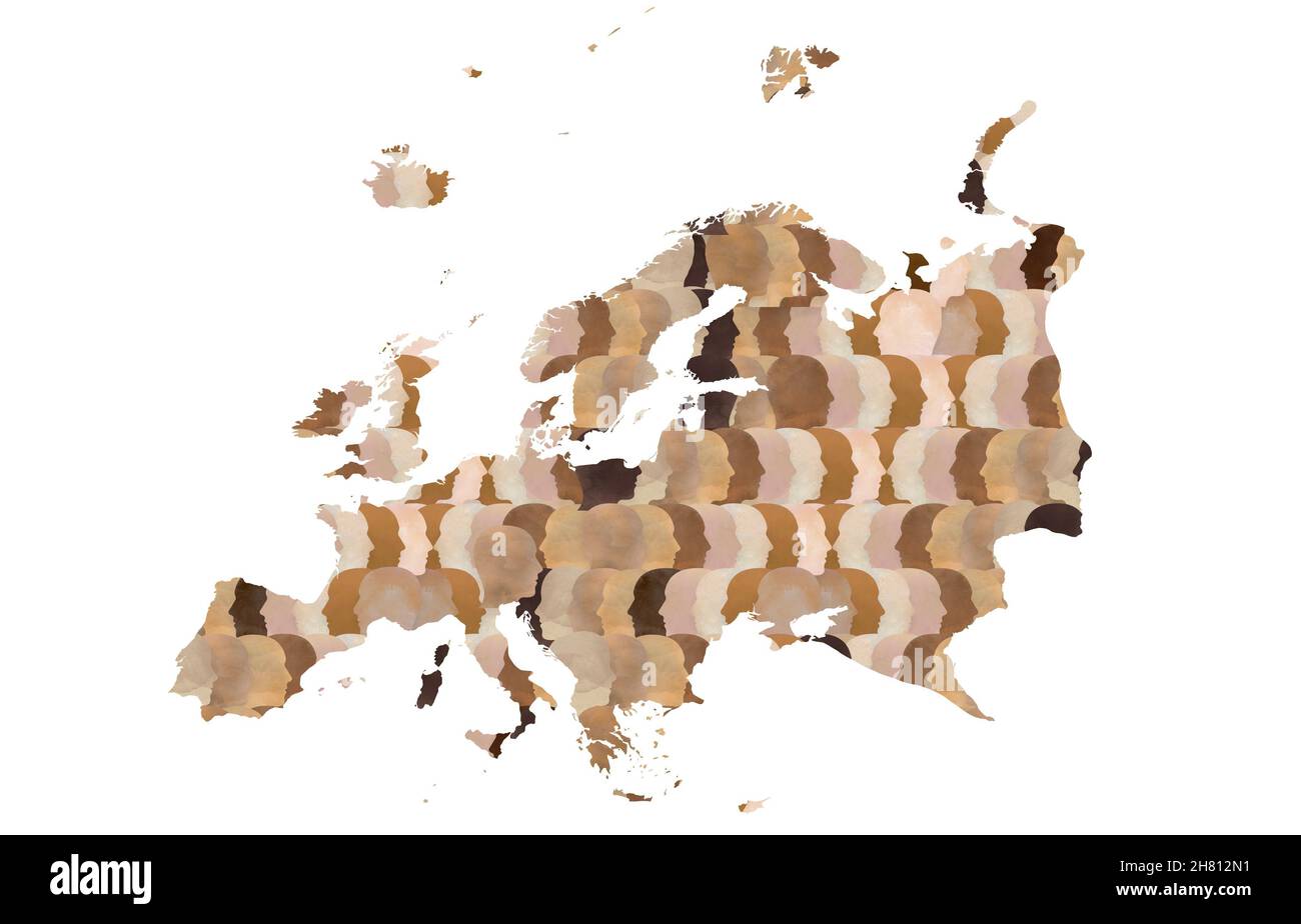 Pattern of a group of diverse people with different skin tones making ...