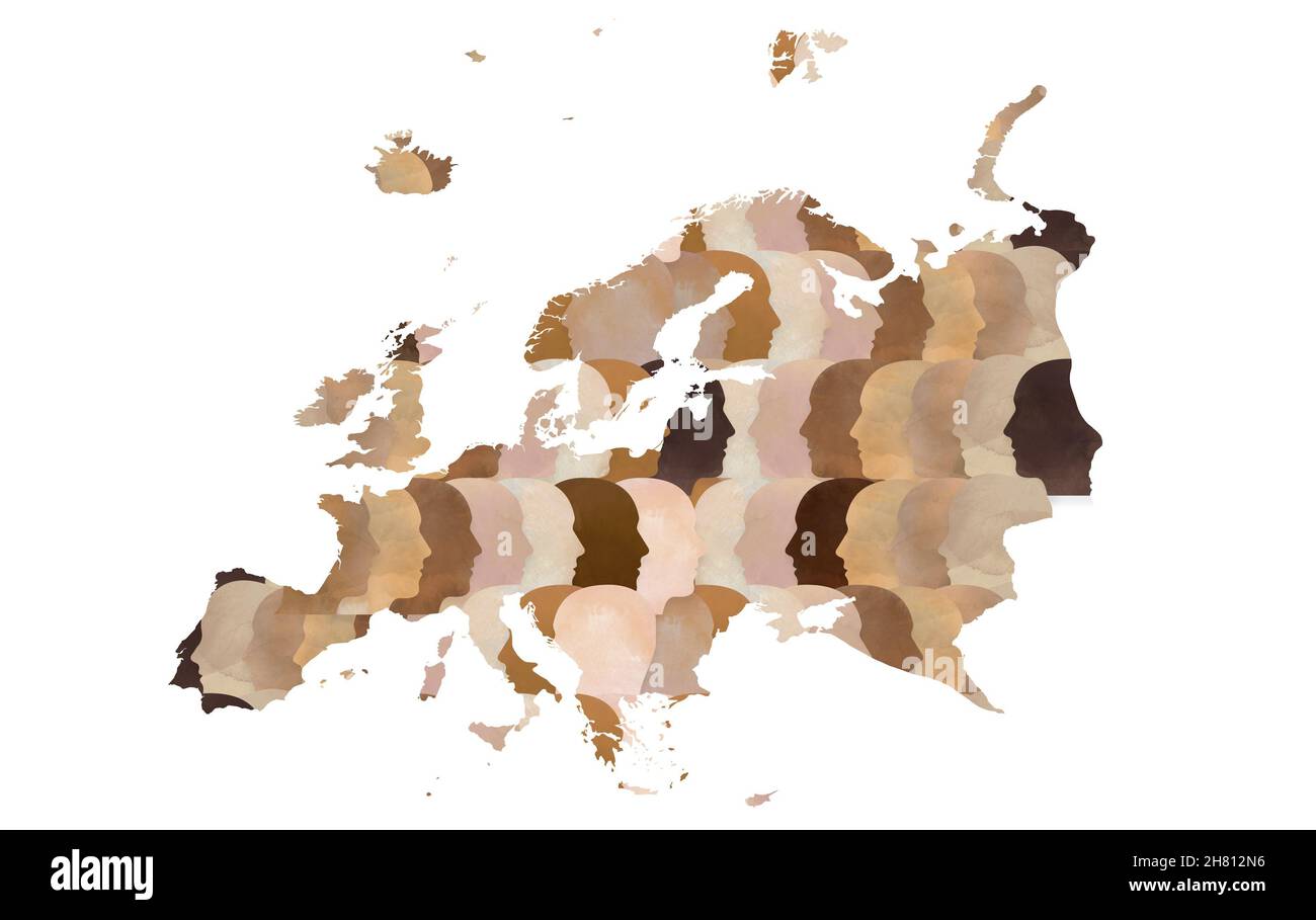 Pattern of a group of diverse people with different skin tones making ...