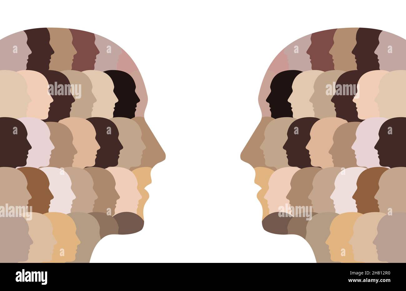 Pattern of a group of diverse people with different skin tones making ...
