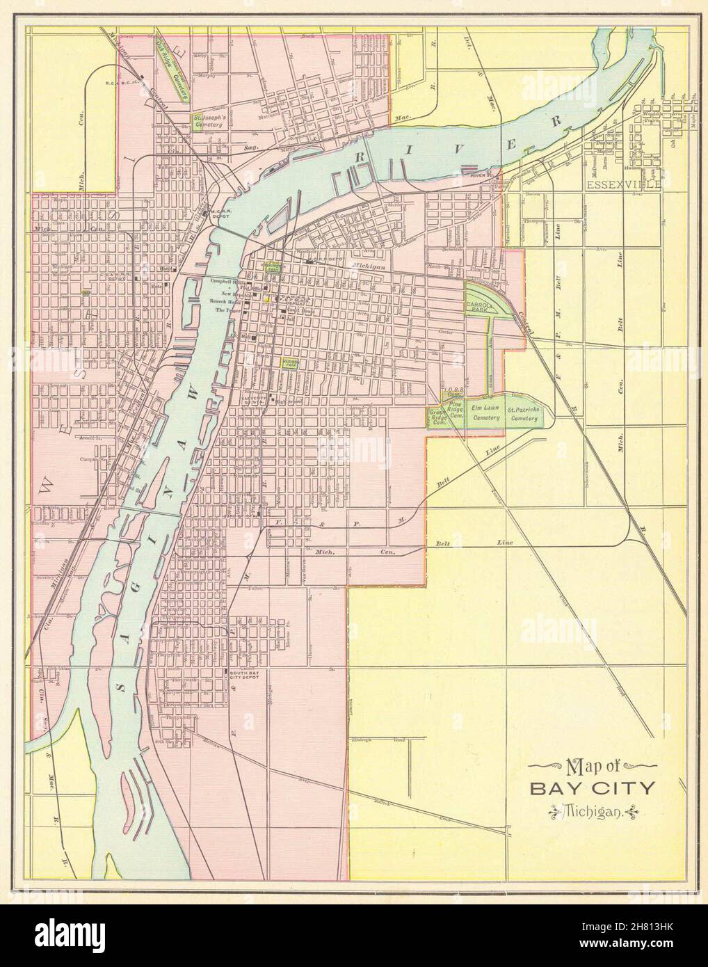 Bay City Street Map, 1898 Stock Photo - Alamy