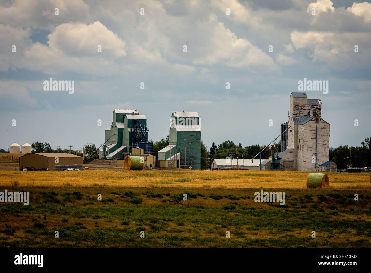 View of the grain elevators in Alberta, Canadia Stock Photo - Alamy