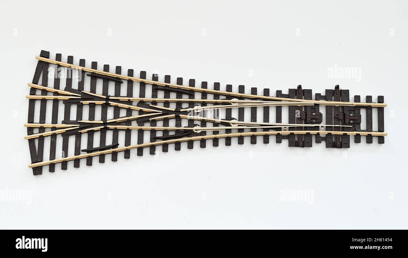 A 3 way model railway insulfrog point Stock Photo - Alamy