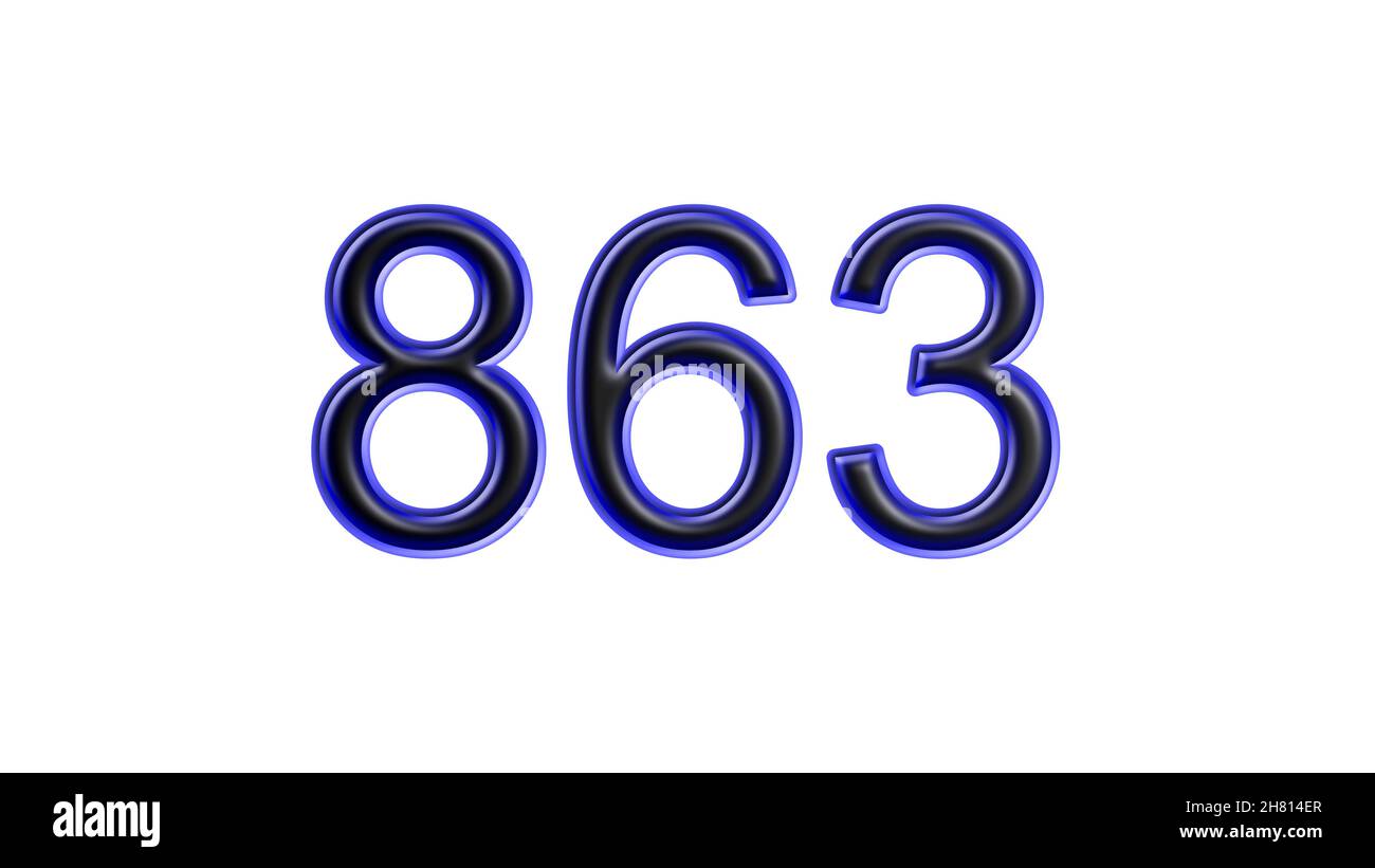 blue 863 number 3d effect white background Stock Photo - Alamy