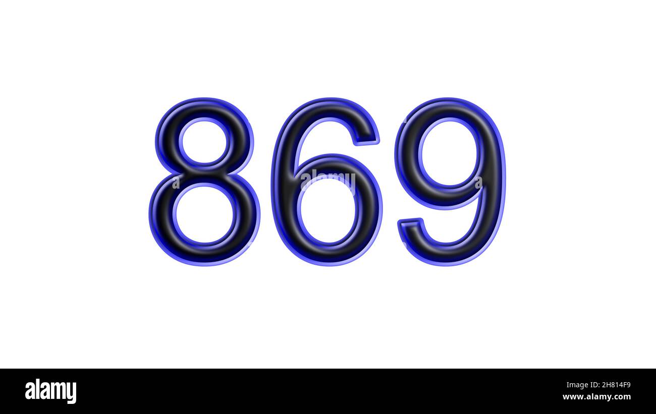 blue 869 number 3d effect white background Stock Photo - Alamy
