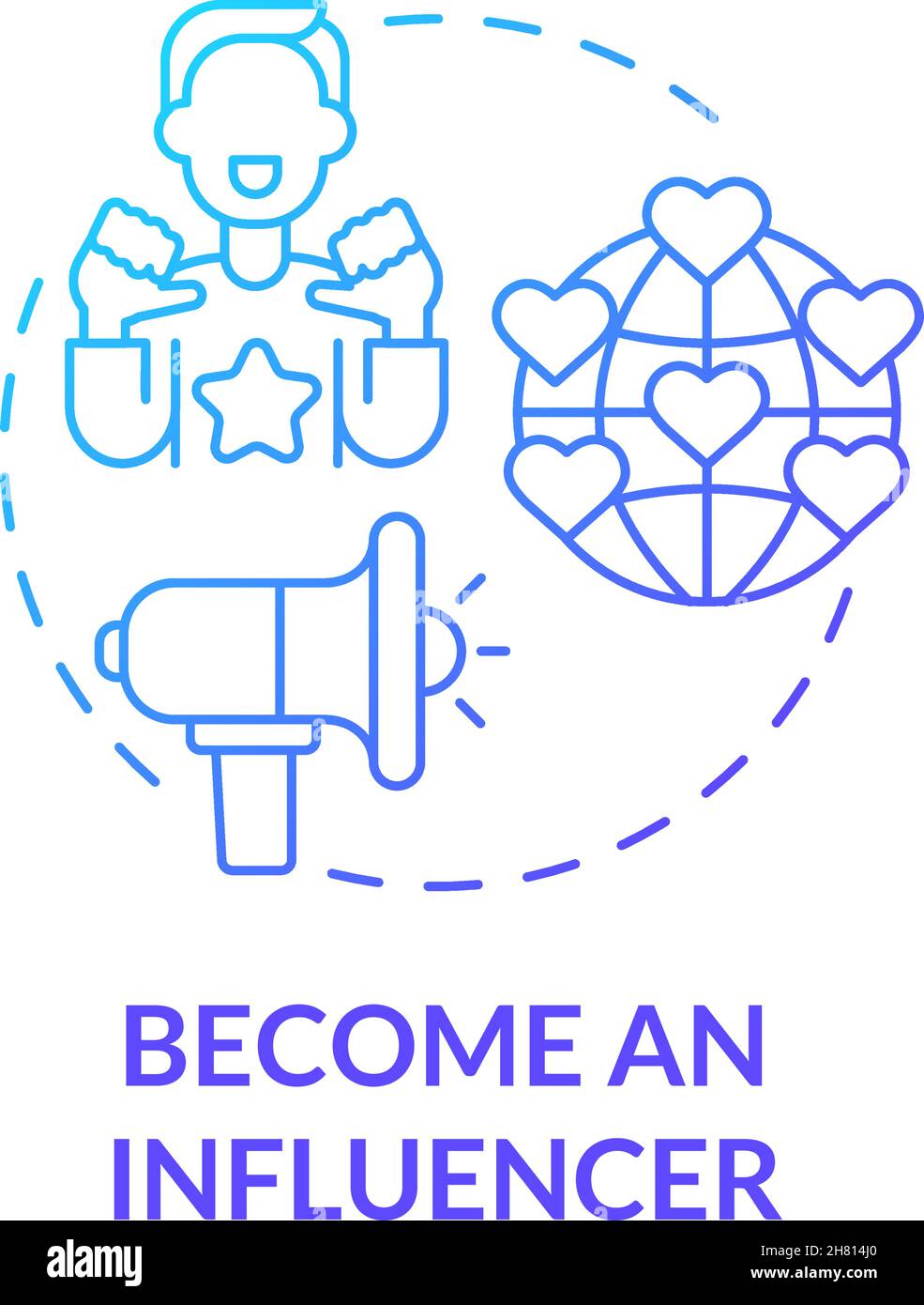 Become influencer blue gradient concept icon Stock Vector Image & Art ...