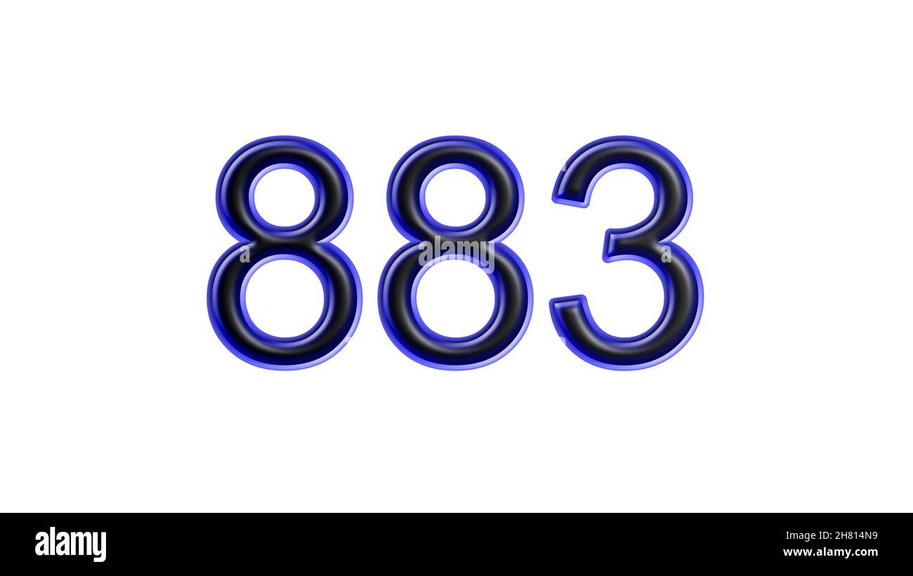 blue 883 number 3d effect white background Stock Photo - Alamy