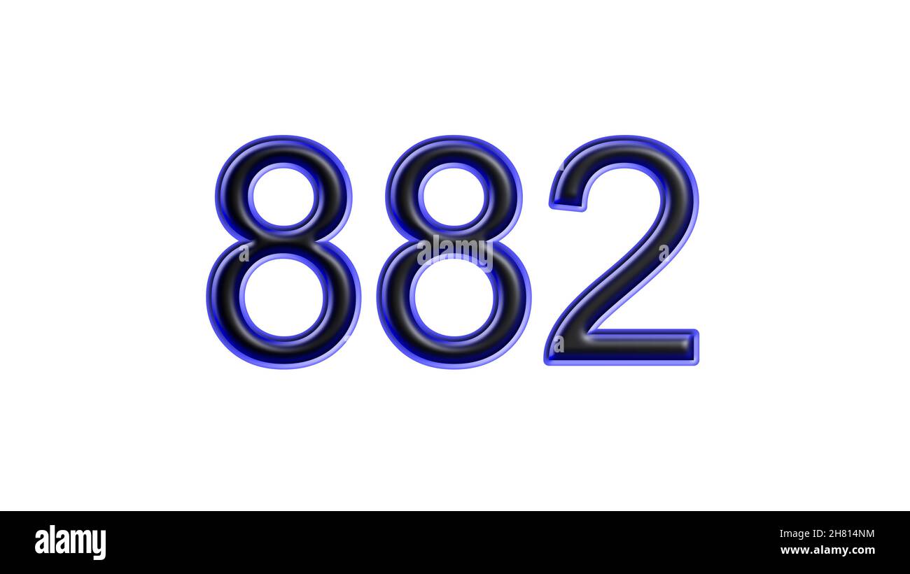 blue 882 number 3d effect white background Stock Photo - Alamy