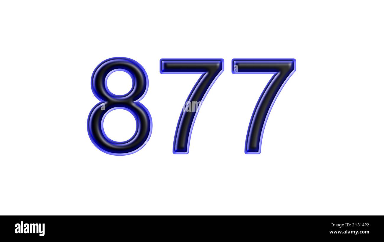 blue 877 number 3d effect white background Stock Photo - Alamy