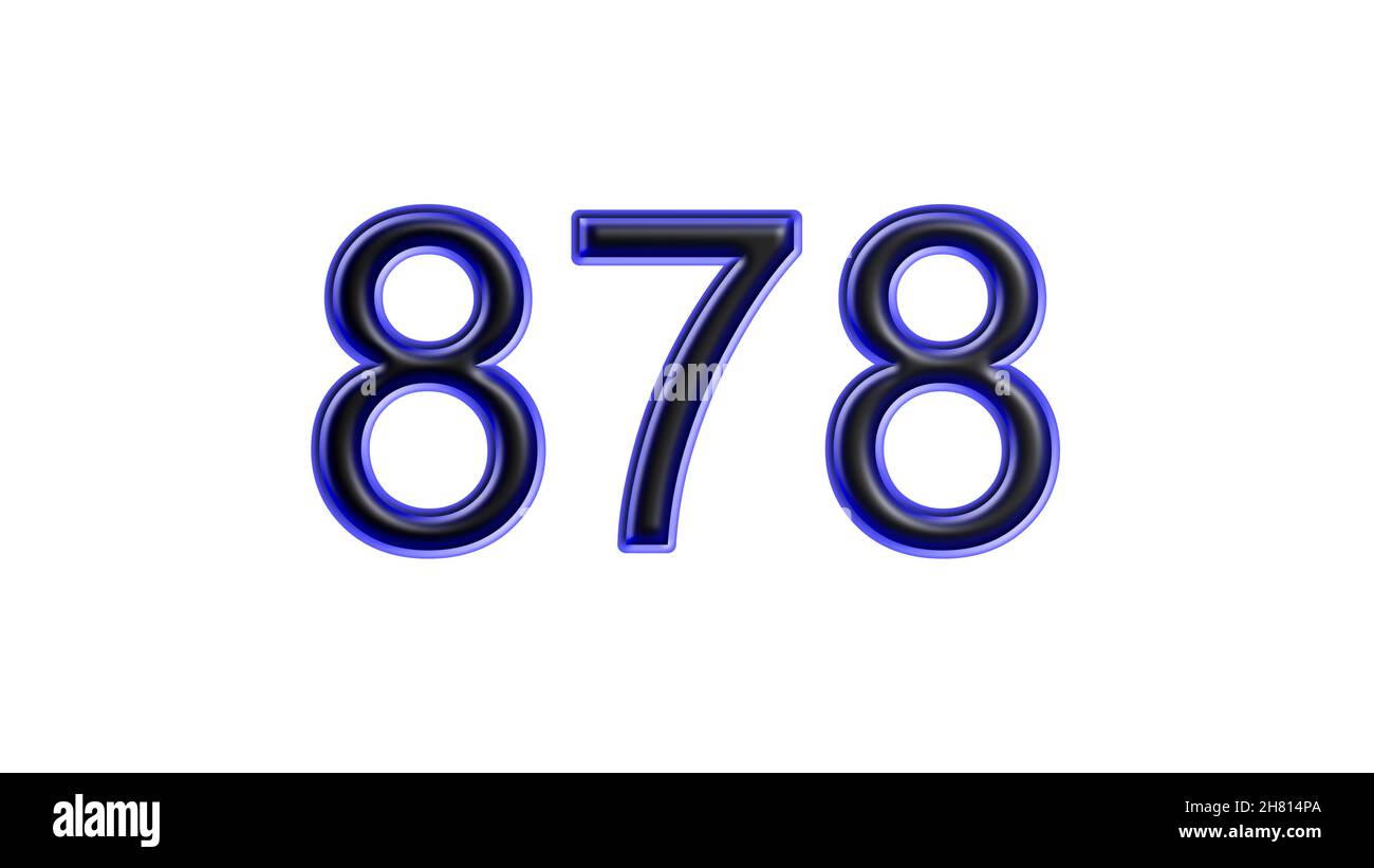blue 878 number 3d effect white background Stock Photo - Alamy