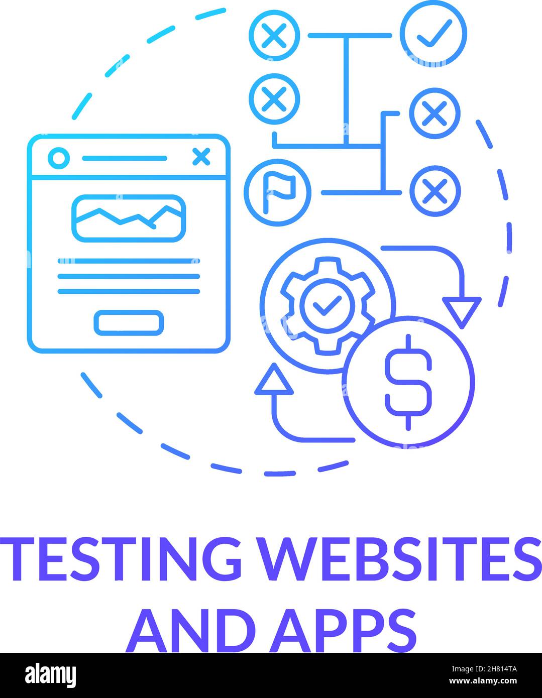 Testing websites and apps blue gradient concept icon Stock Vector Image ...