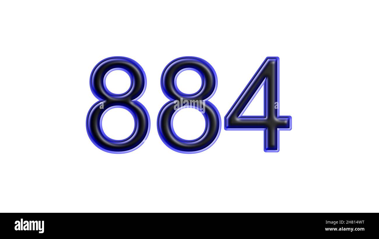 blue 884 number 3d effect white background Stock Photo - Alamy