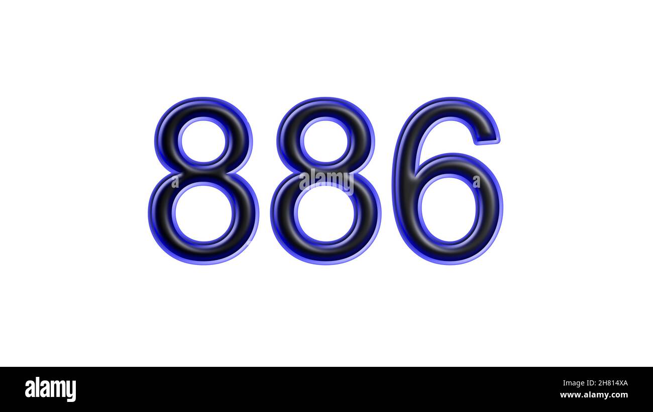 blue 886 number 3d effect white background Stock Photo - Alamy