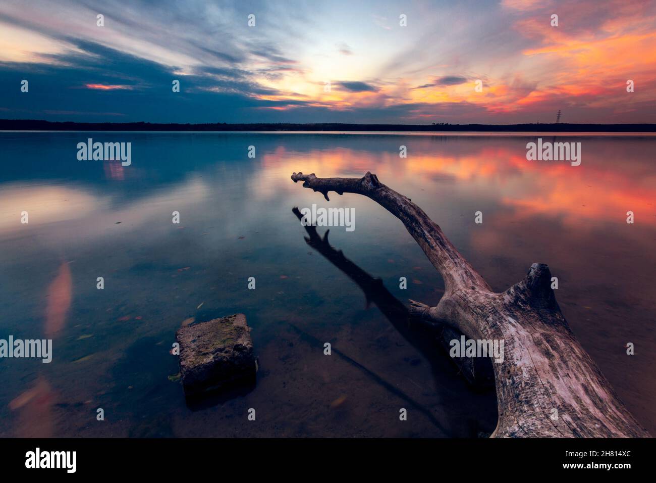 Curonian Lagoon in Lithuania during a scenic sunset Stock Photo - Alamy