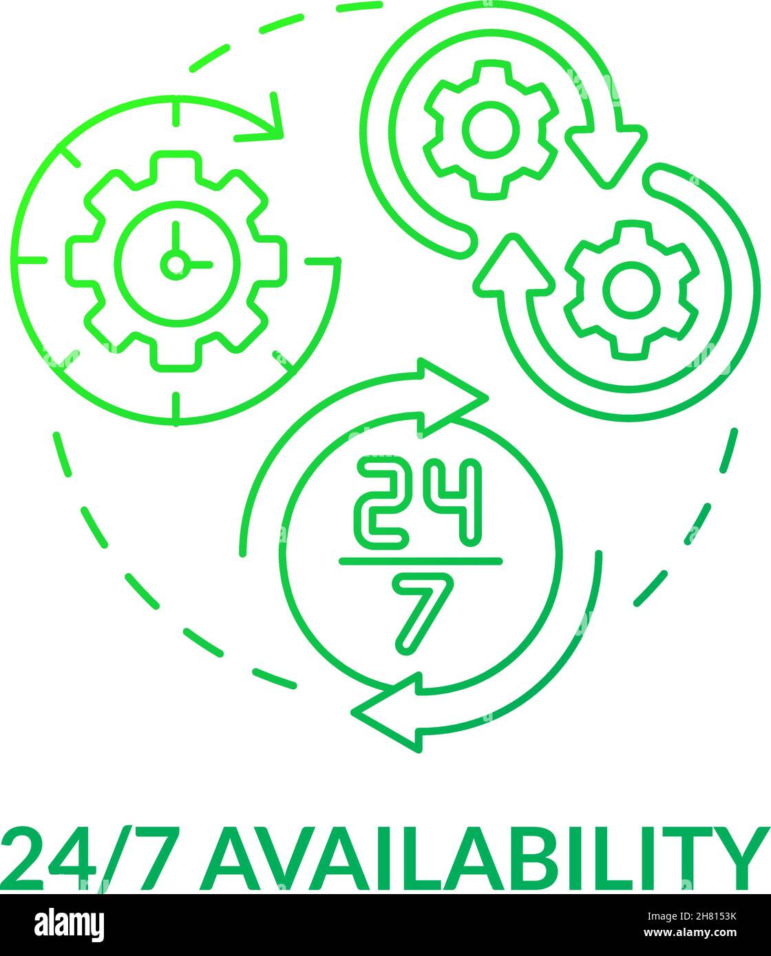 All time availability green gradient concept icon Stock Vector Image ...