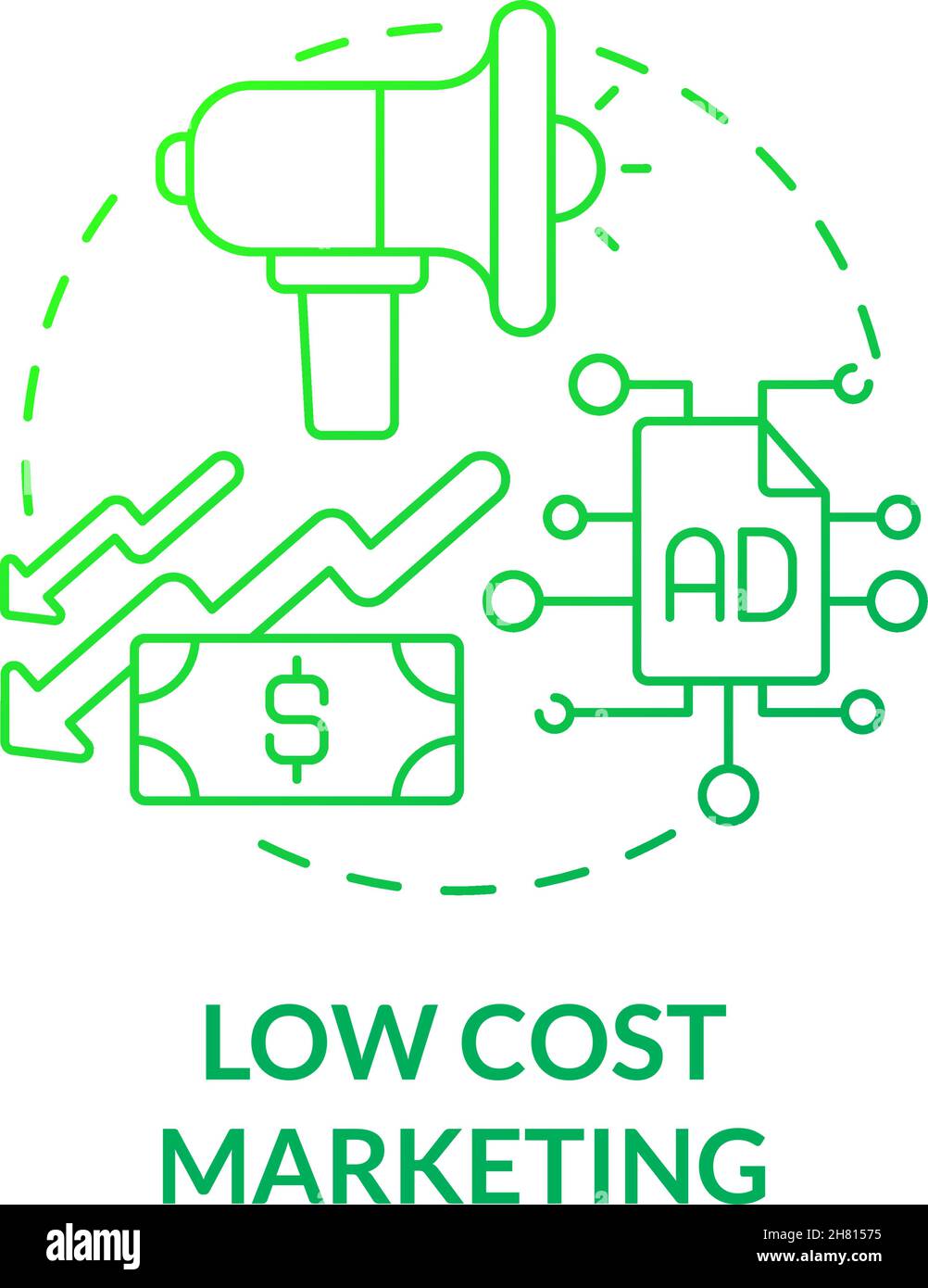 Low cost marketing green gradient concept icon Stock Vector Image & Art ...