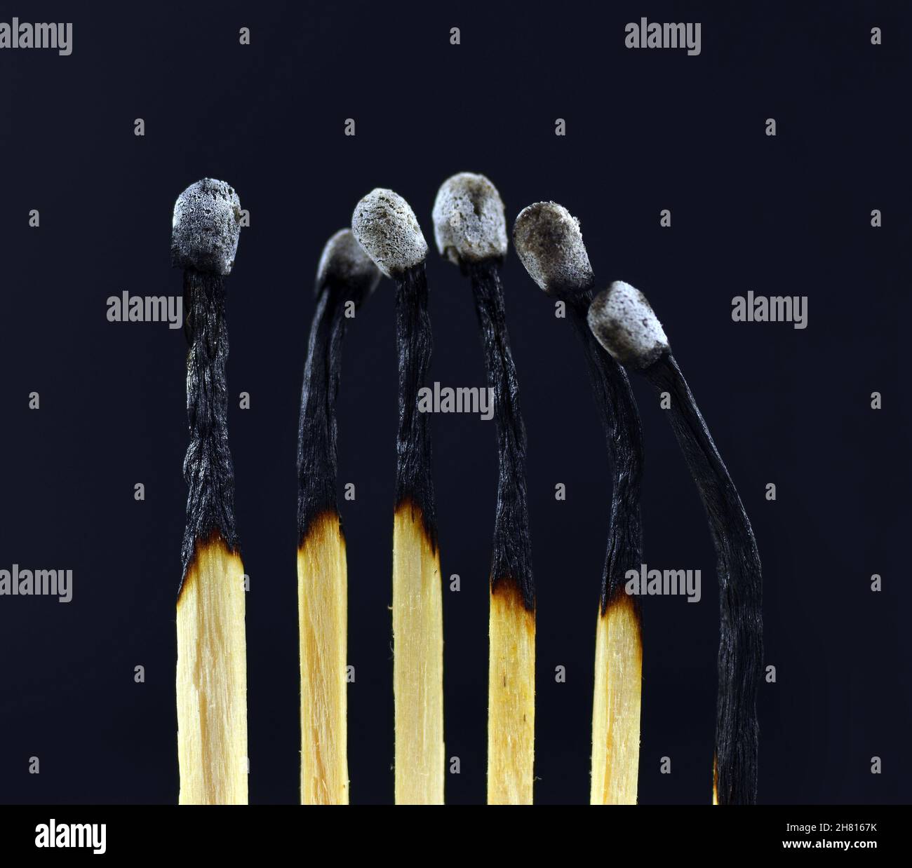 Burned matches, Match On Black Background Stock Photo - Alamy