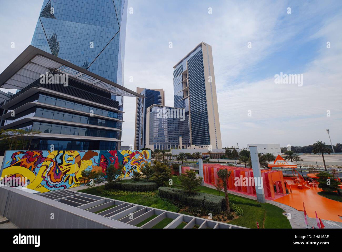 Dubai, UAE 19 February 2021: Dubai city downtown walk. Dubai capital ...