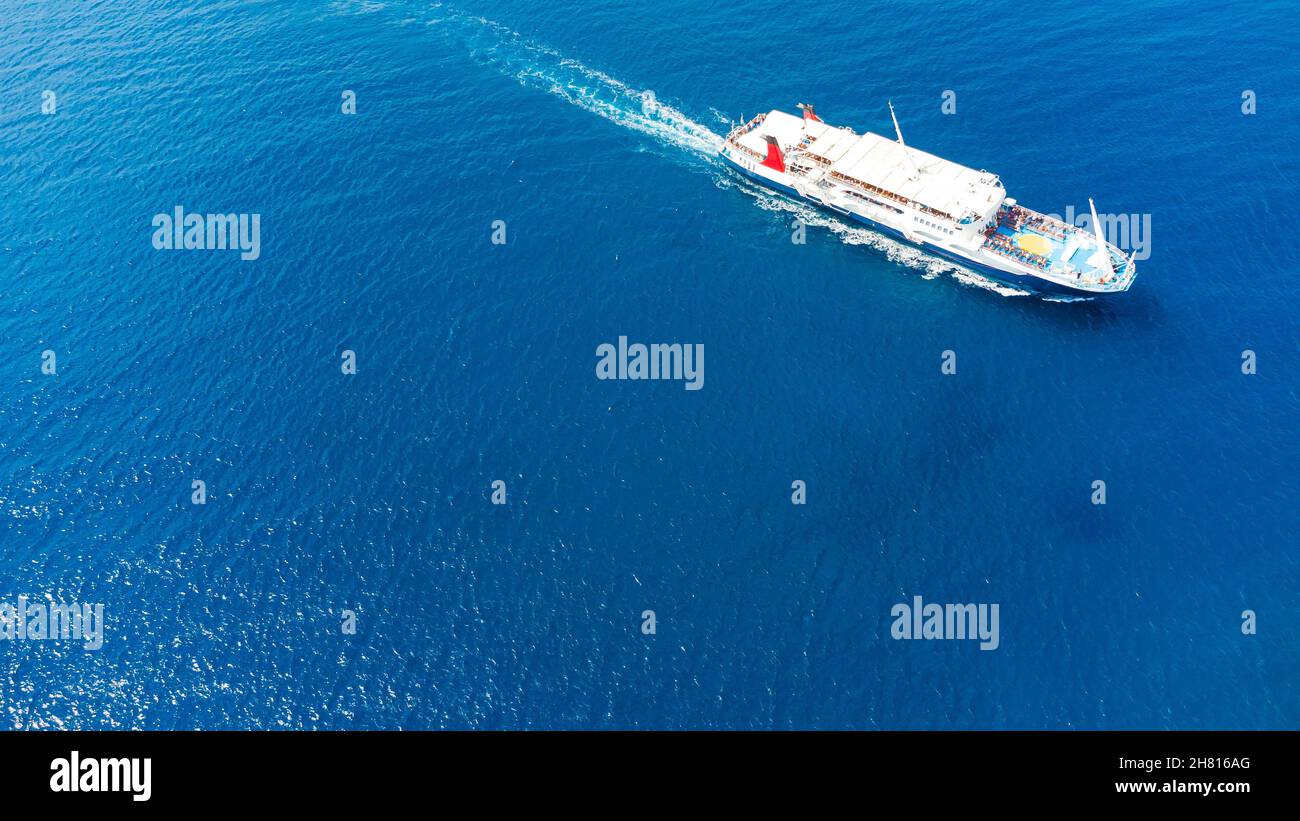 Beautiful cruise ship and blue sea, Greece Stock Photo - Alamy