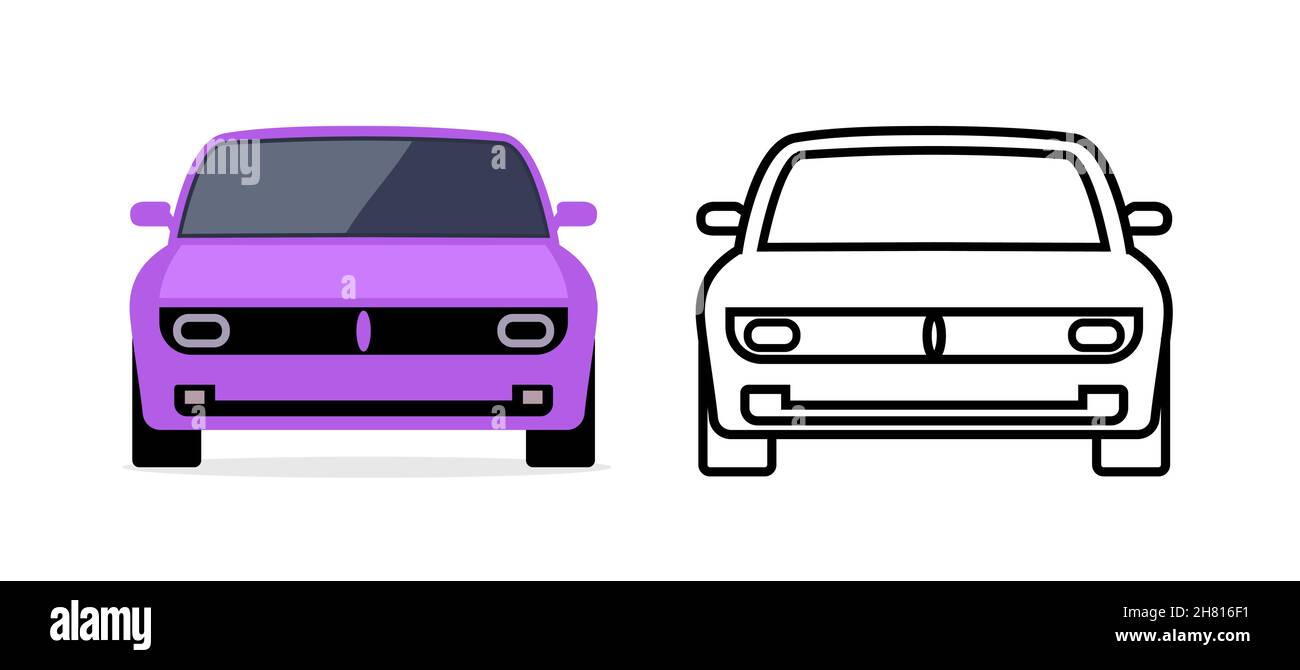 Car front view vector flat icon. Car parking cartoon front design shape ...