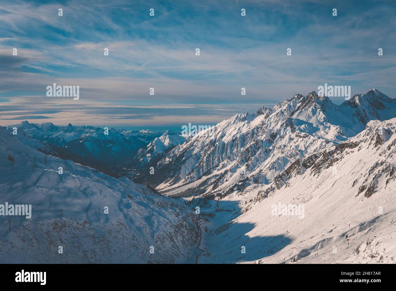 Beautiful panorama view of St. Anton am Arlberg in the Arlberg region ...