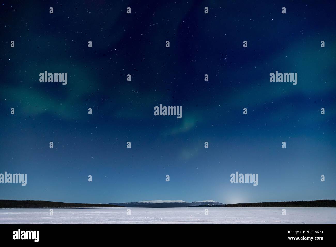 Arctic polar night starry sky background of aurora borealis and ...