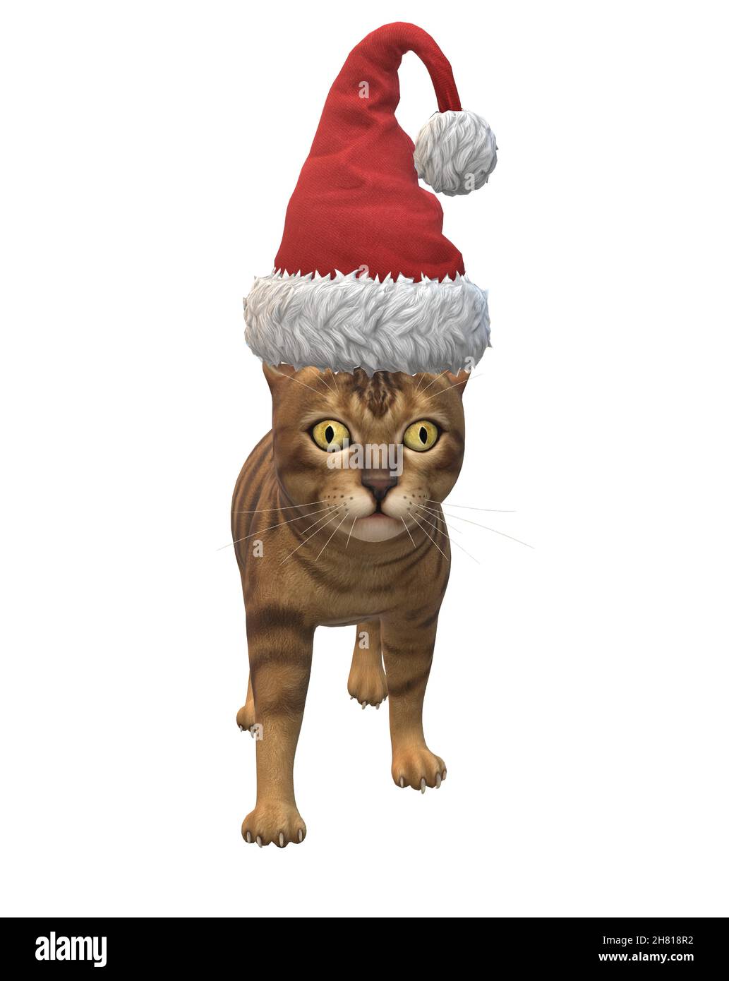 Cat Standing Position with Christmas Santa Hat Stock Vector Image & Art ...