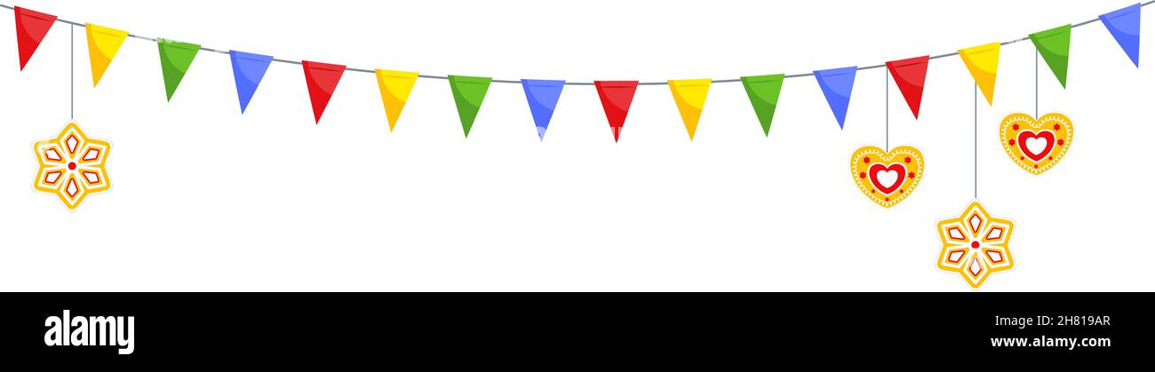 Bright festive Christmas garland. Frame, border and edging Stock Vector ...