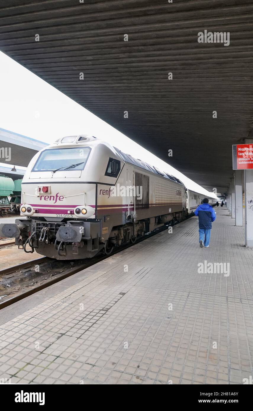 Renfe train heading to Galicia stopped at the train station due to the ...