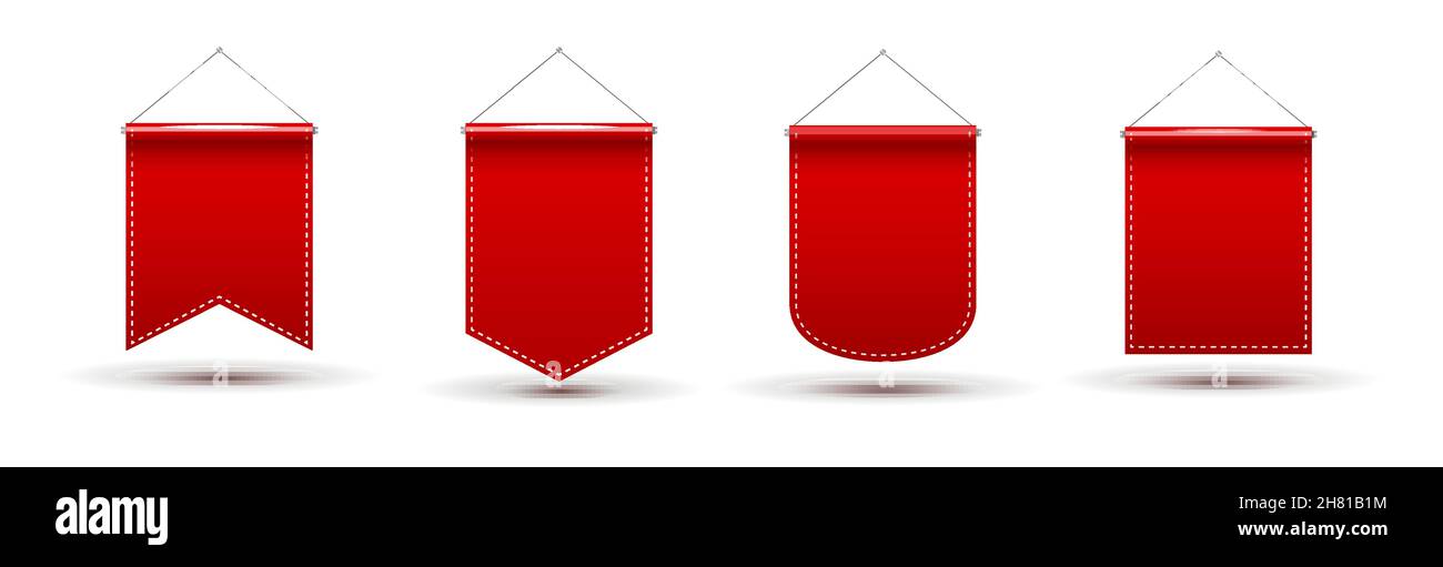 Red pennon flag long banner pedestal pole vector event flagpole Stock ...