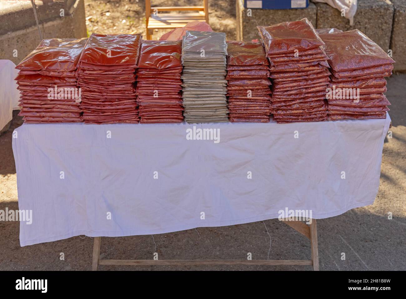 Ground Chili Pepper Powder in Bulk Bags Spice Market Stock Photo - Alamy