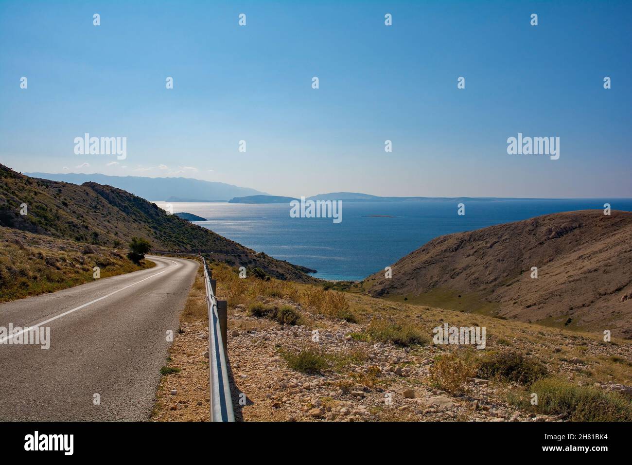 The rugged late summer landscape near Stara Baska on the Croatian ...