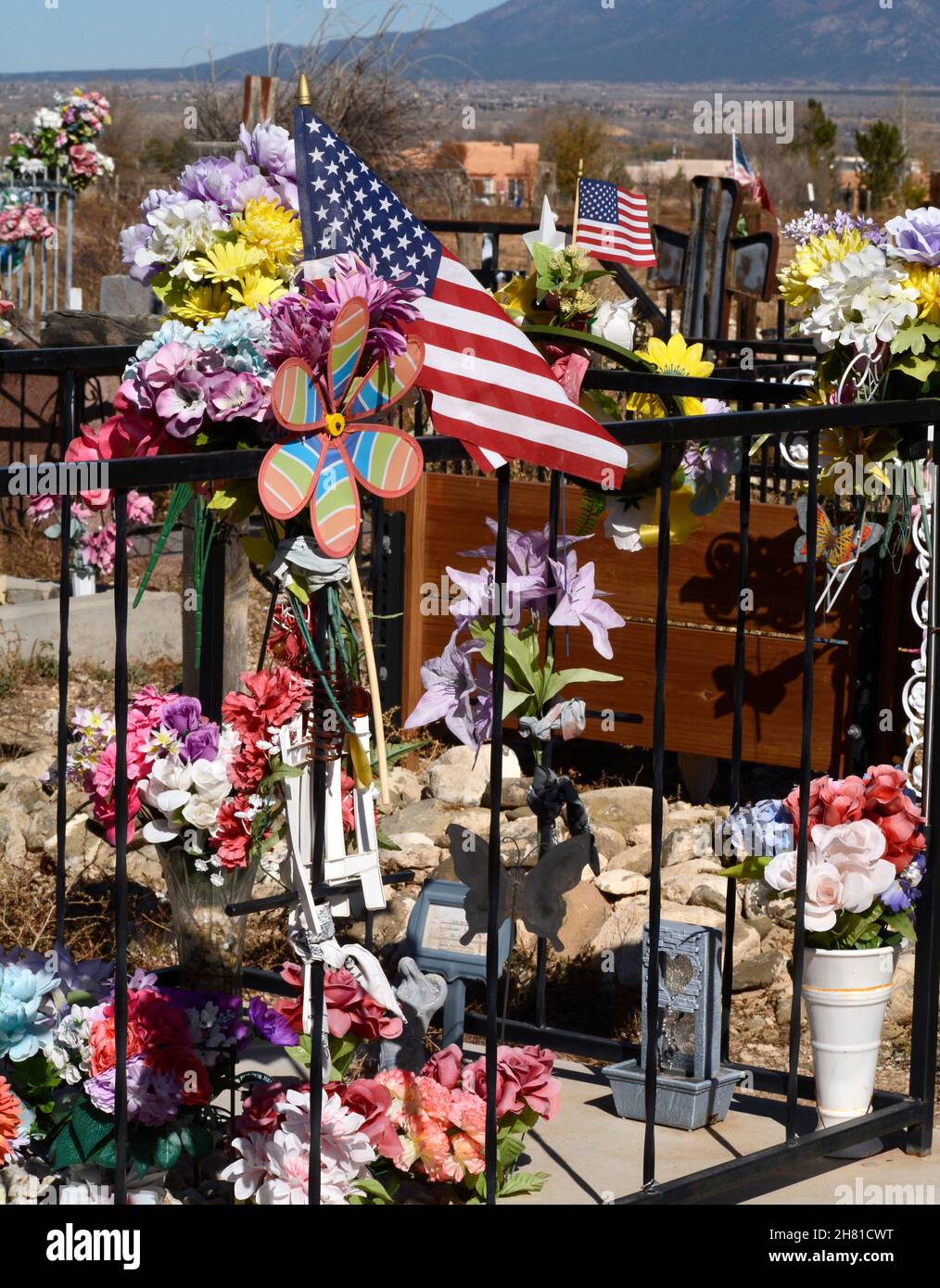 Decorated graves in the small hispanic Jesus Nazareno Cemetery near ...