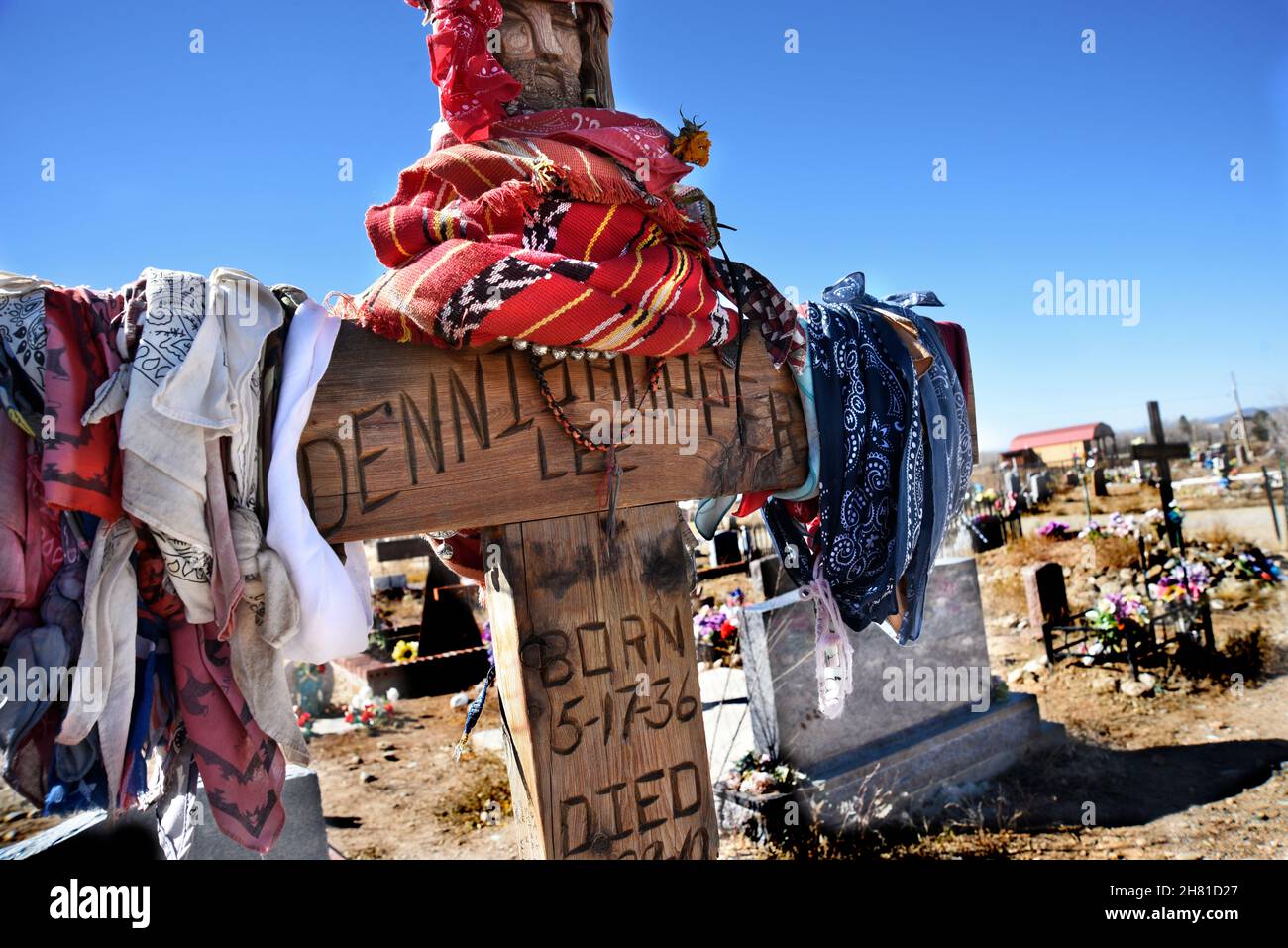 The grave of American actor Dennis Hopper in the small hispanic Jesus ...