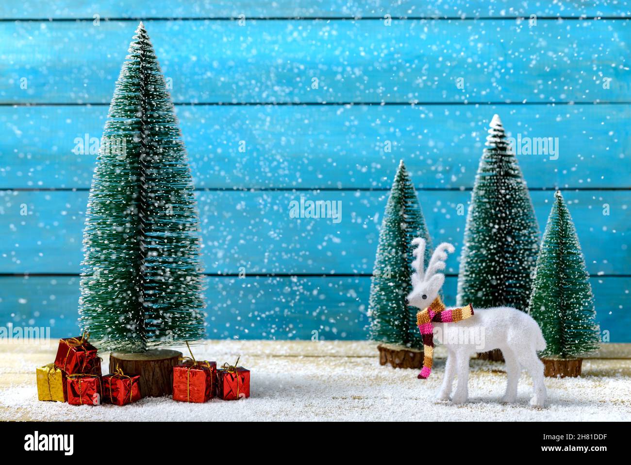 Christmas concept card deer trees hi-res stock photography and images ...