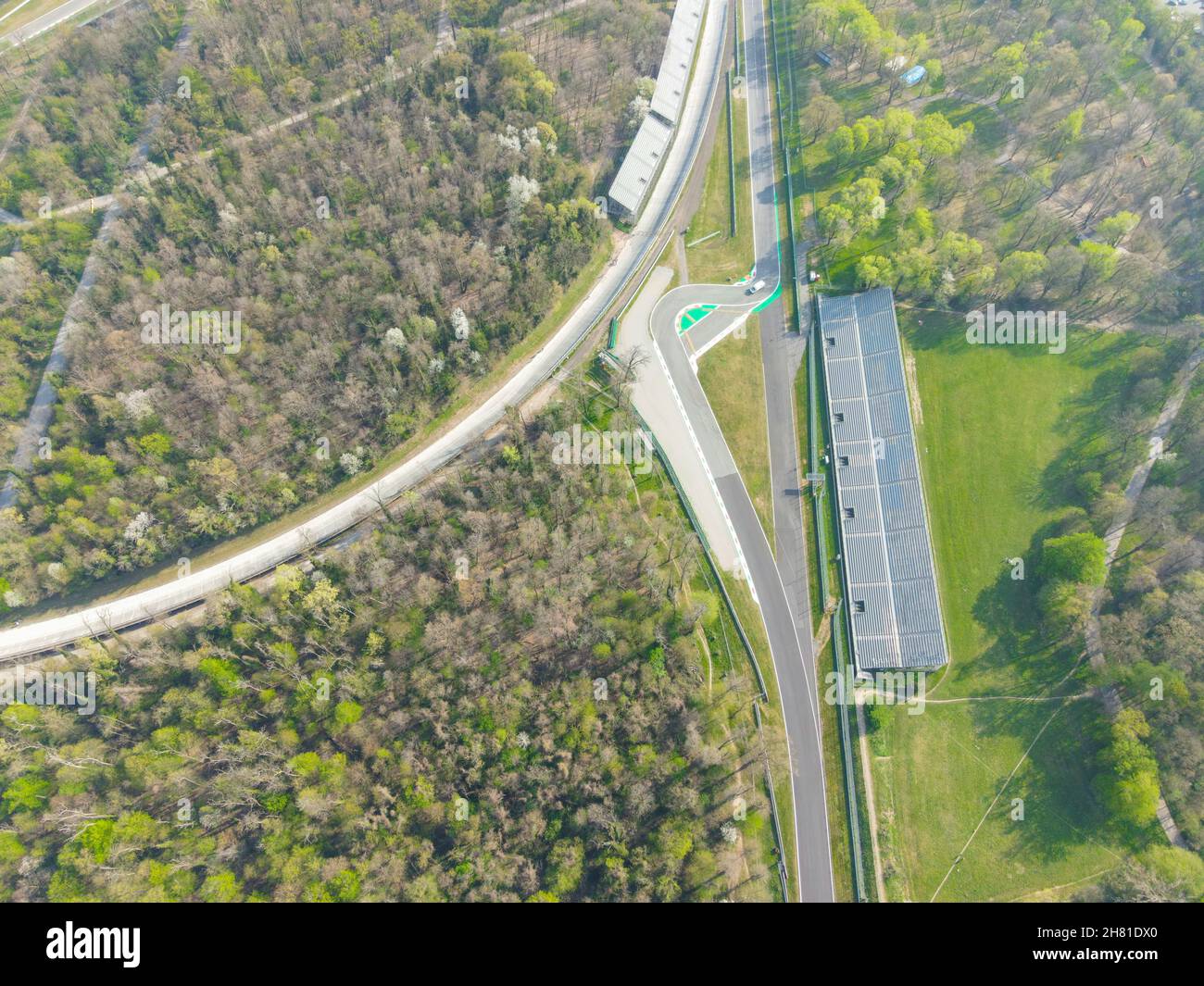 Aerial view of The Autodromo Nazionale of Monza, that is a race track ...