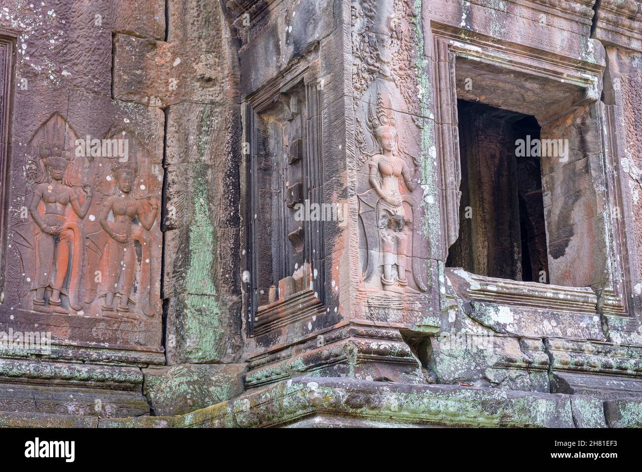 Architectural detail at the Angkor Wat temple, located near Siem Reap ...