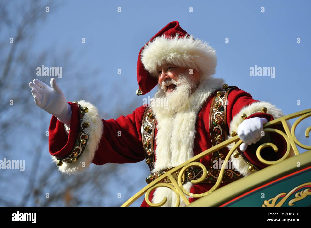 Santa Claus participates in the 95th Annual Macy's Thanksgiving Day ...