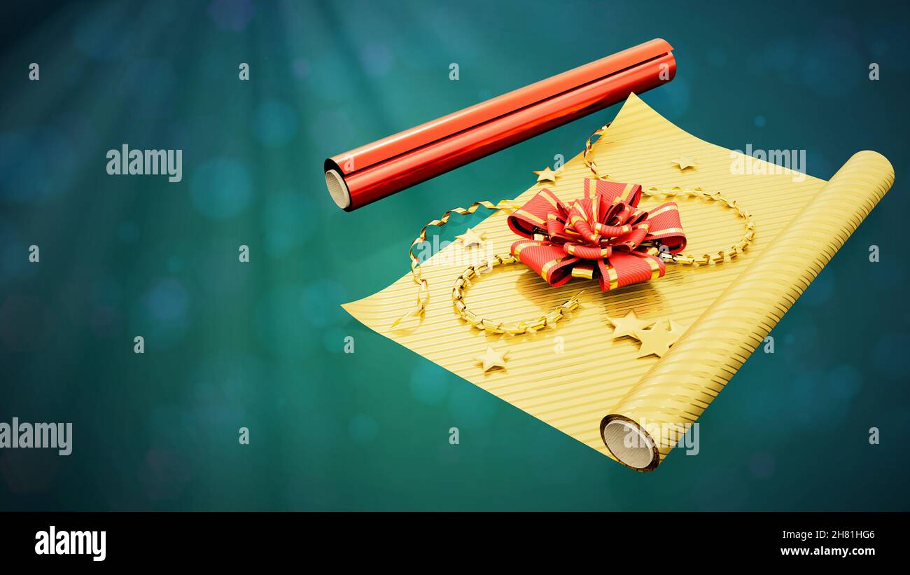 beautiful gift wrapping on colorful vivid backdrop - abstract 3D ...
