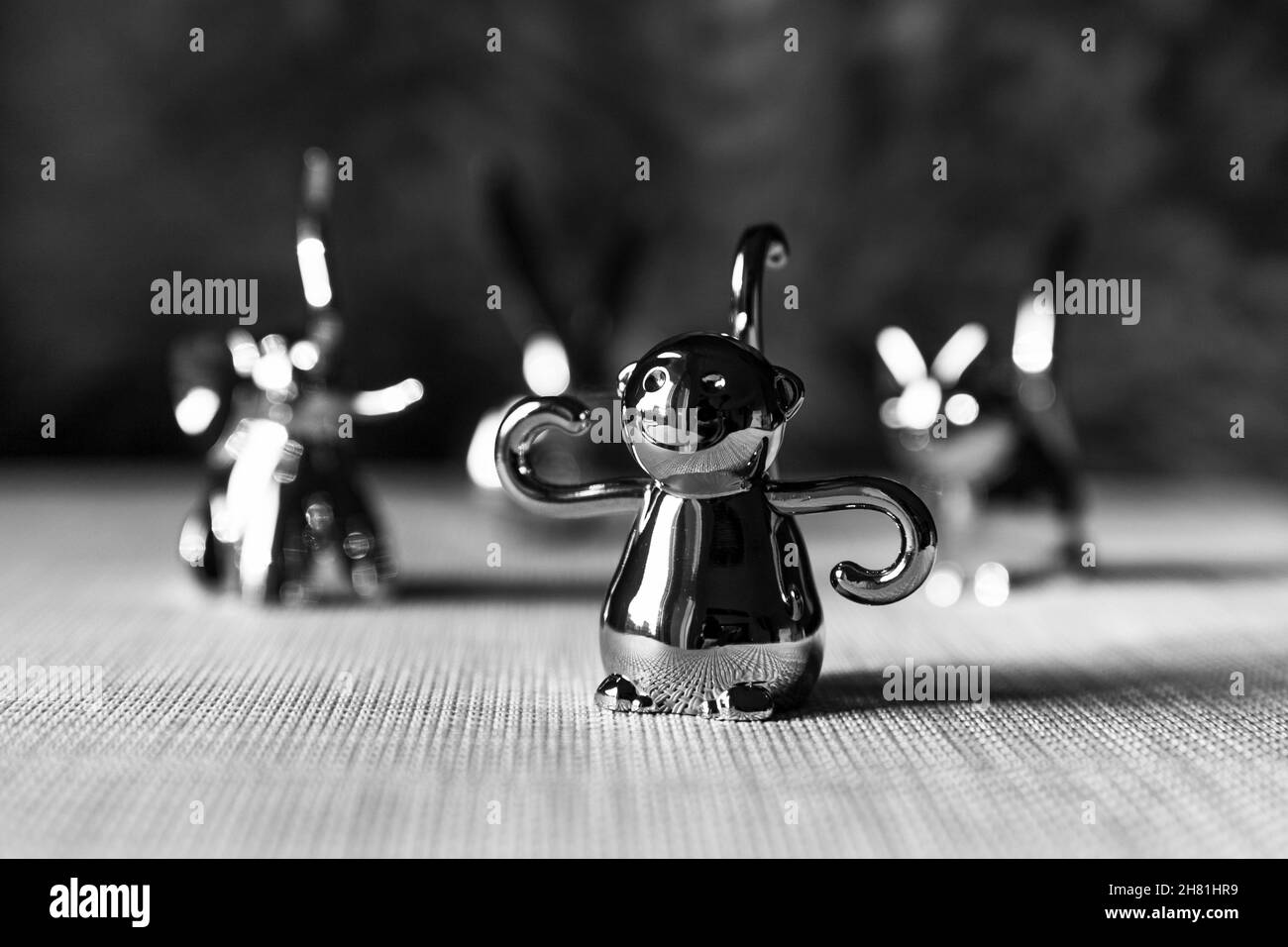 Monkey metal figurine, statue with other animals in background Stock ...