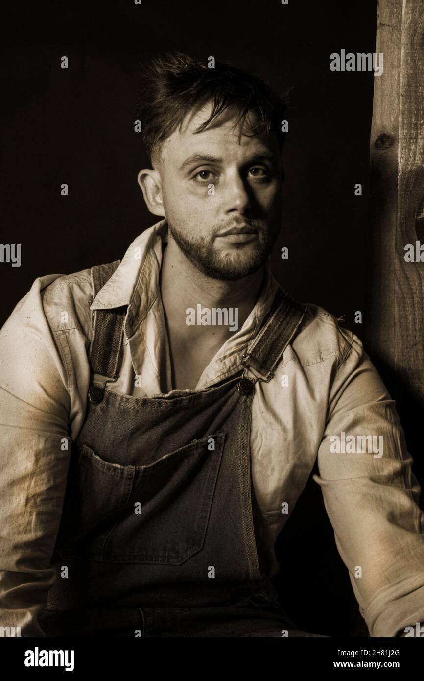 Portrait of a farmer in black and white Stock Photo - Alamy