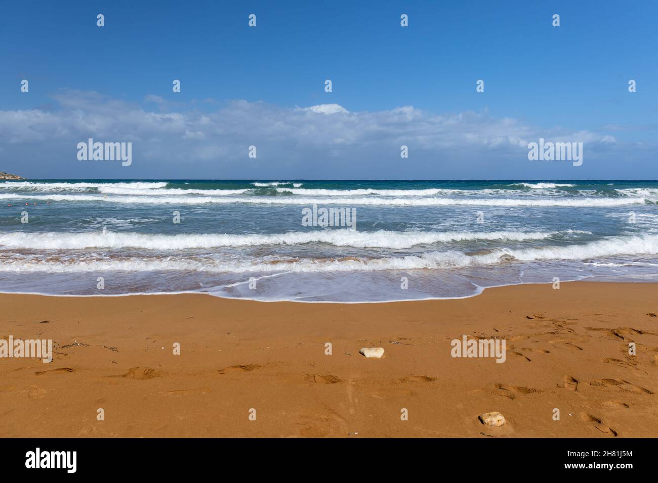 Picturesque red sand beach at Ramla Bay in Gozo, Malta, Europe Stock ...