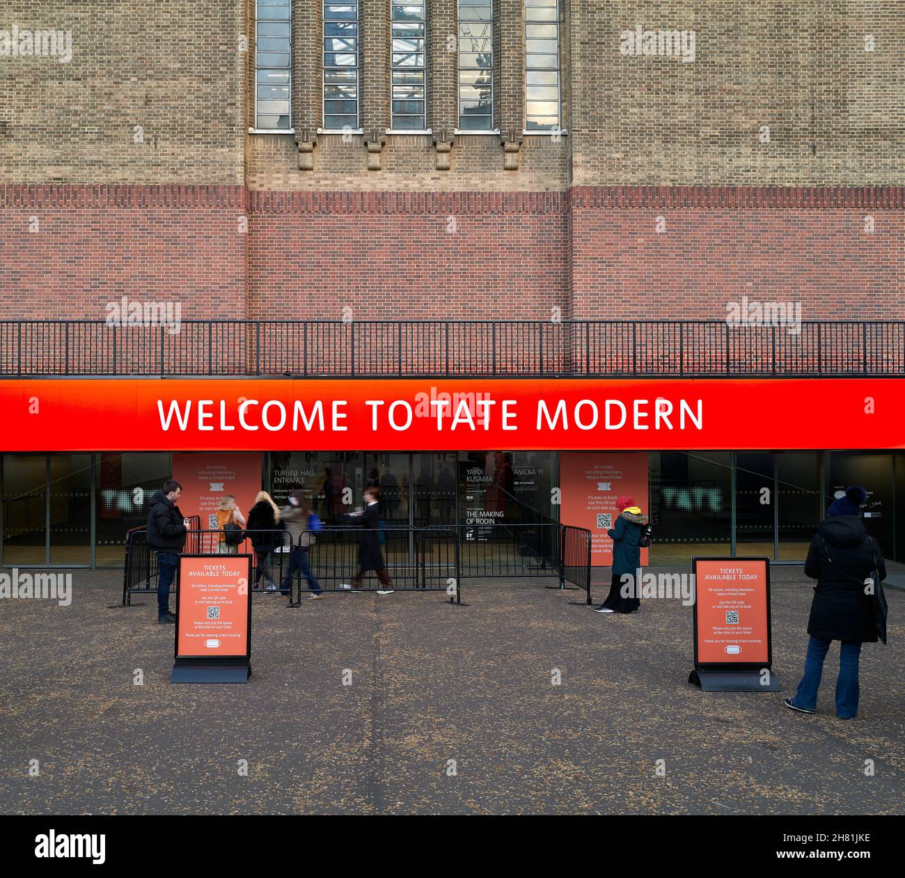 Turbine Hall entrance to Tate Modern museum and art gallery, south bank ...