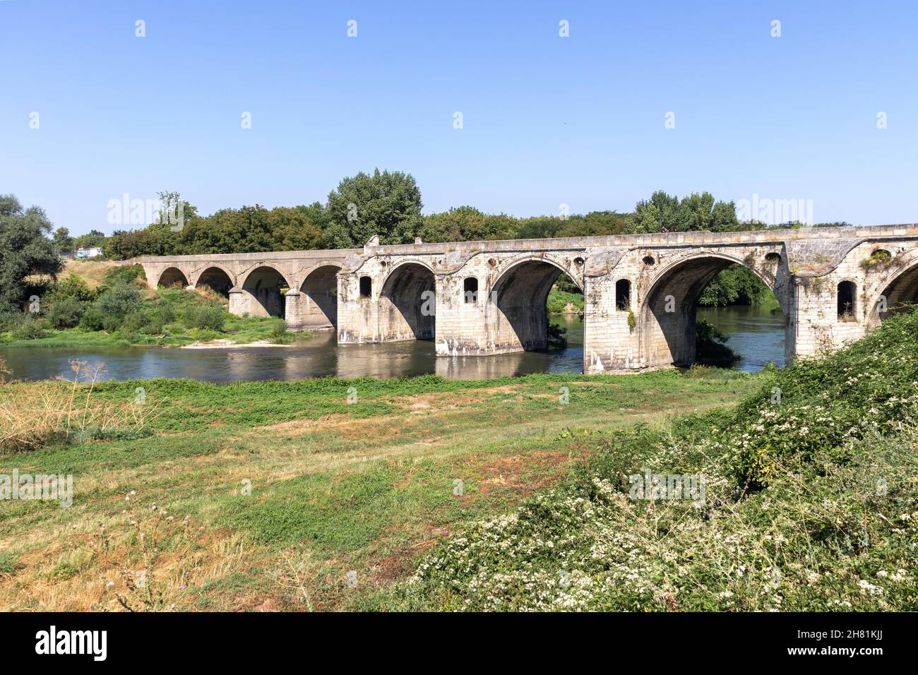 BYALA, BULGARIA - AUGUST 15, 2020: Nineteenth-century bridge over the ...