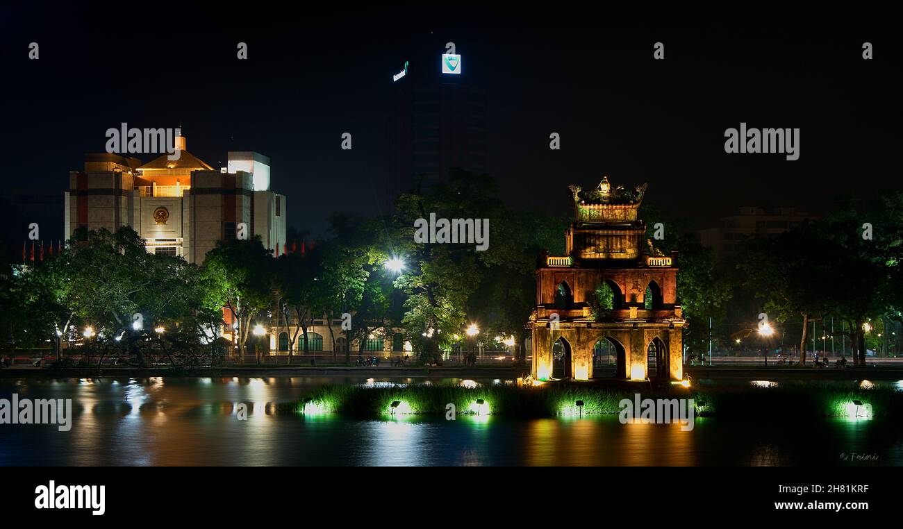 Turtle Tower at Hoan Kiem Lake in Hanoi Stock Photo - Alamy