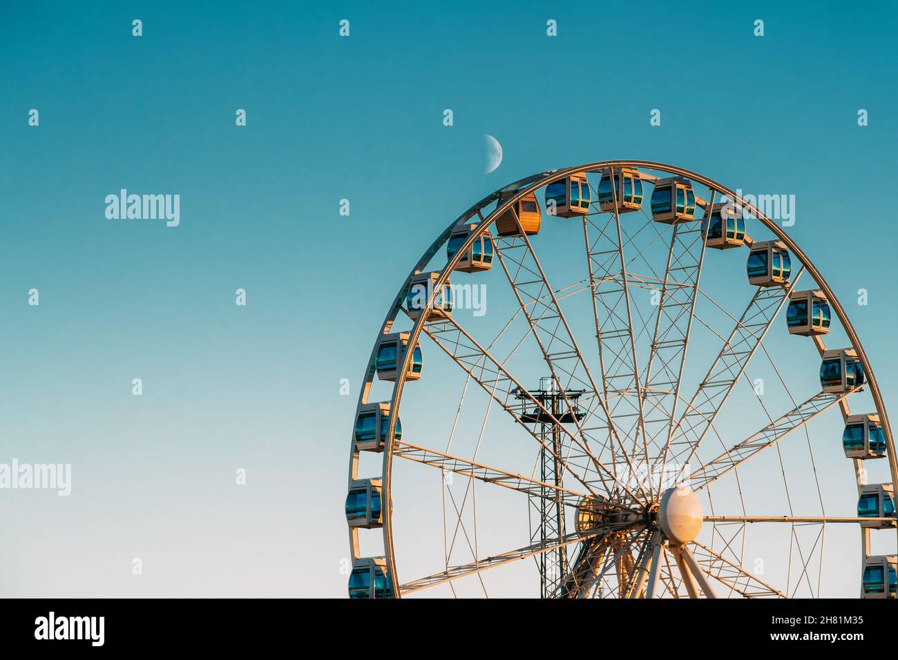 Helsinki, Finland. Moon Rising Over Ferris Wheel Stock Photo - Alamy
