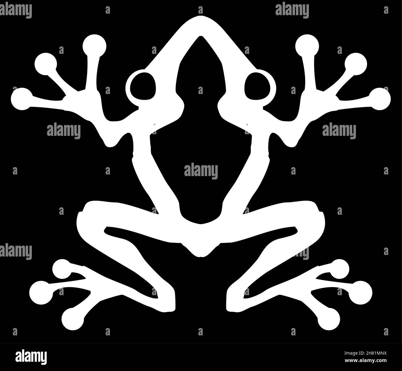 Frog stencil white, vector illustration, horizontal, over black ...