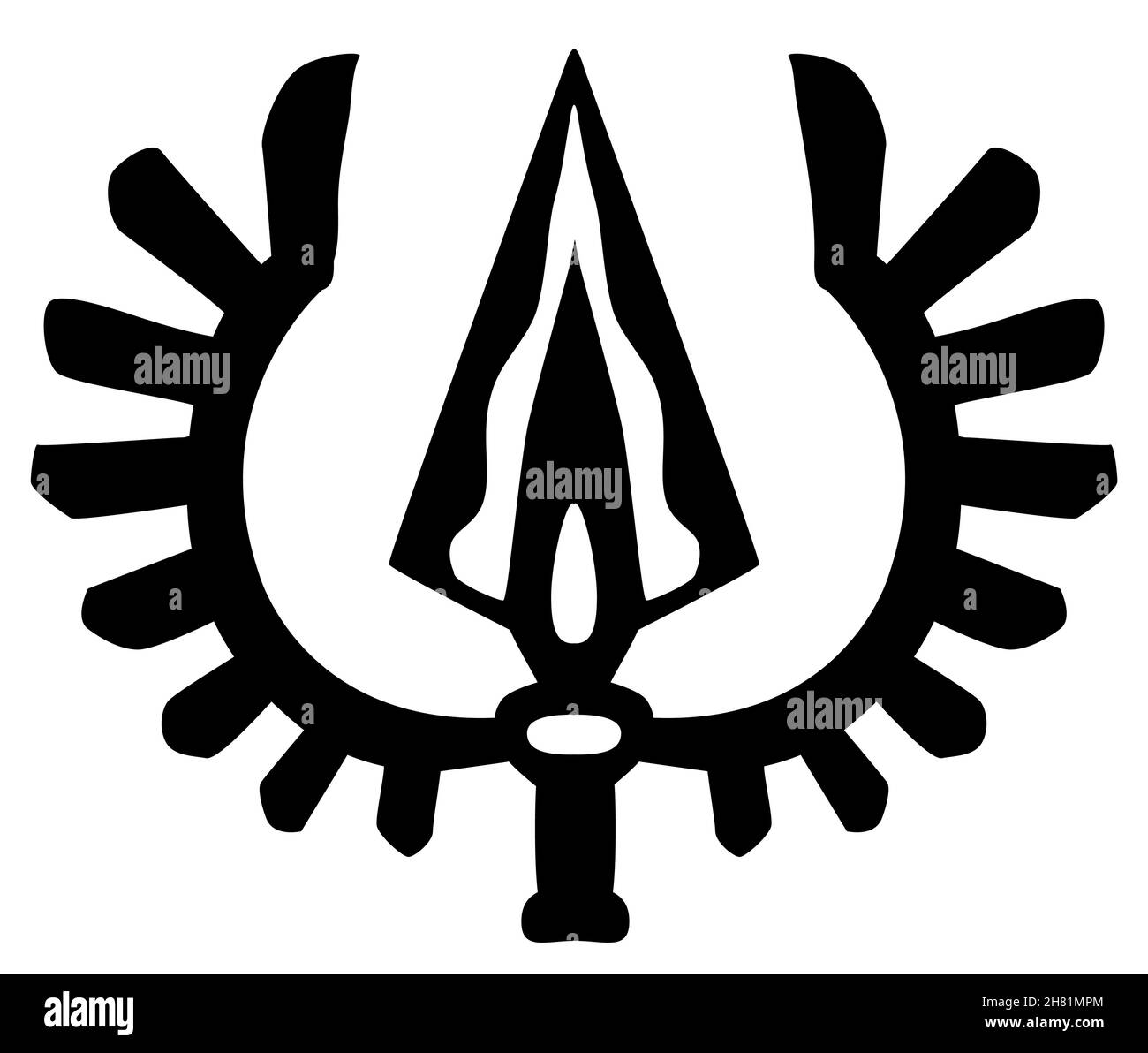 Winged dagger stencil black, vector illustration, horizontal, isolated ...